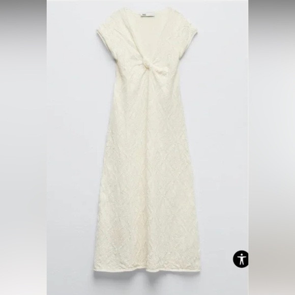 Zara | Dresses | Zara Cream Knit Crochet Dress | Poshmark
